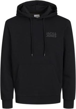 Jack & Jones Plus Size Jjecorp Noos Pls Sweat à Capuche avec Logo Sweatshirt, Noir/détails : Petit imprimé/Noir, 4XL Homme