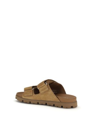 Prada Mens Sandals Suede Cinnamon Calf Leather