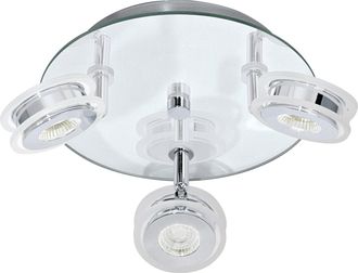 Eglo LED Deckenlampe Agueda, Deckenstrahler, Stahl, Glas in Chrom, klar, warmweiß IP44