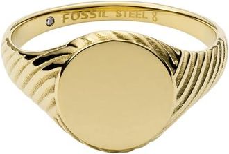 Fossil Bague pour femme, acier inoxydable doré Signet