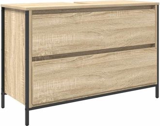 vidaXL Vidaxl - Meuble sous vasque simple ch&ecirc;ne sonoma 90x34,5x60 cm - Bois ding&eacute;nierie r&eacute;sistant &agrave; lhumidit&eacute; - Tiroir coulissant et compartiment ouvert