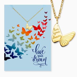 Engelsrufer Grußkarte Dream mit Halskette Edelstahl Gold - Liebevolles Geschenk mit Symbolik - Traum & Schmuck in einem Set