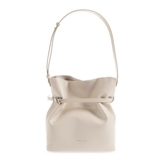 Emporio Armani Eimerbeutel aus glattem Leder - - Bags - Damen - Beige - ONE SIZE