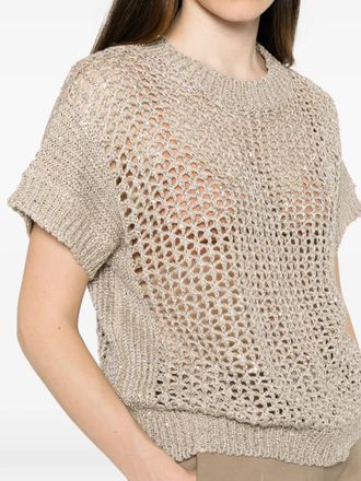 PANICALE Womens Open-Knit Sequin-Embellished Sweater Ss26 W