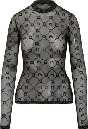 Marine Serre Femme, Tops, Noir, Taille: 42 FR LS Highneck Top