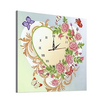 Generic DIY 5D Diamond Painting Horloge avec Montre Mouvement Kit Sp&eacute;cial Forme Diamant Broderie D&eacute;coration Maison
