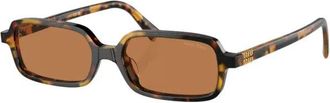 Miu Miu Eyewear SMU11ZVAU2Z1 Rectangular Acetate Sunglasses - Brown