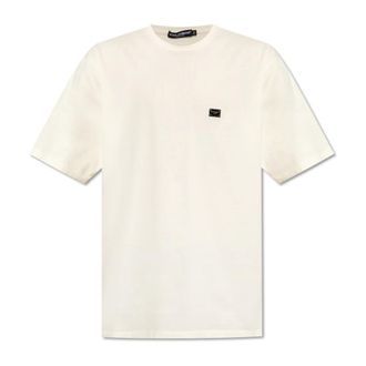 Dolce & Gabbana T-Shirt mit Logo-Applikation - - Tops - Herren - Beige - 2XL