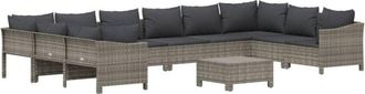 vidaXL Vidaxl - Salon de jardin 11 pcs avec coussins Gris R&eacute;sine tress&eacute;e