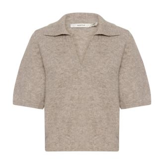 Gestuz Weicher Strick-Polo-Pullover Warm Sand - - Knitwear - Damen - Beige - XL