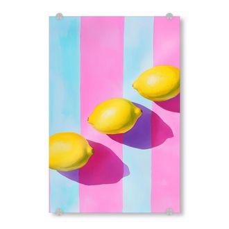 artboxONE Acrylglasbild 30x20 cm Natur Zitronen Streifen Malerei - Bild Zitronen Colorful Gouache malerei