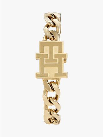 Tommy Hilfiger Montre plaqué or à couvercle monogramme TH