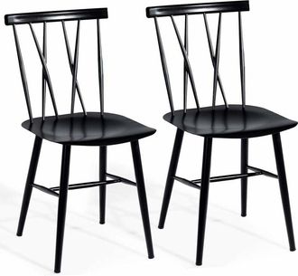 Costway Costway - Chaise Salle &agrave; Manger Lot de 2, Chaise Cuisine en M&eacute;tal, Hauteur dAssise 43,5 cm, Dossier en Forme de x, Style Industriel, pour Bistrot