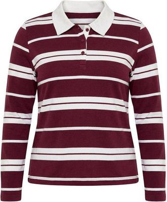 Ulla Popken Poloshirt Poloshirt Ringel Polokragen Langarm