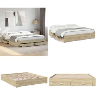 vidaXL Vidaxl - Bettgestell mit Schubladen Sonoma-Eiche 200x200cm Holzwerkstoff - Bettesrahmen - Doppelbett - Holzbettfundament - Sonoma Eiche - Schrankbett