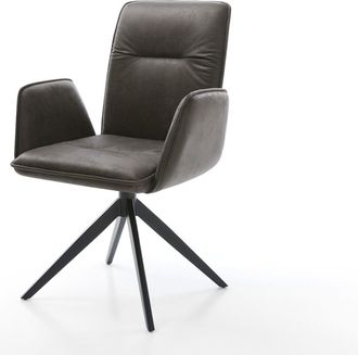 DELIFE Drehstuhl Vinja-Flex Mikrofaser Anthrazit Vintage Kreuzgestell breit Schwarz 360° drehbar Wippfunktion, Esszimmerstühle