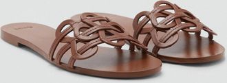 Mango Sandales cuir bride entrelac&eacute;e marron moyen - Femme - 35 - MANGO