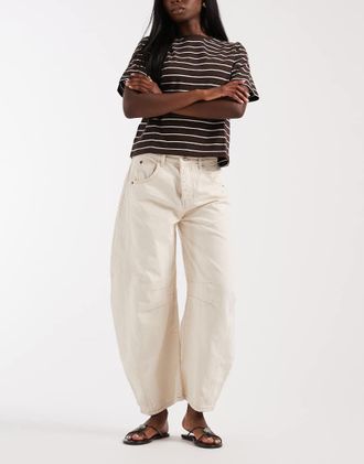 Free People Good Luck - Jean bouffant &agrave; taille mi-haute - Ivoire-Blanc