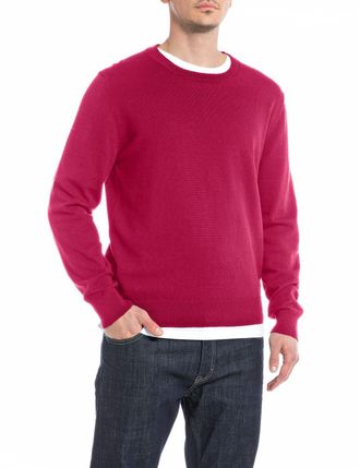 Replay Herren Pullover aus Baumwolle, Fuchsia 698 (Rosa), XL