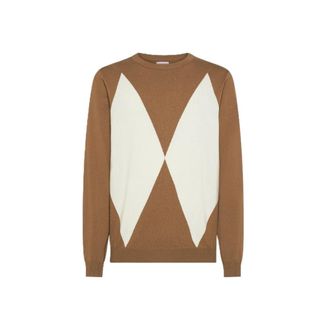 Sun 68 Pullover mit Rundhalsausschnitt und Argyle-Muster - - Knitwear - Herren - Beige - M