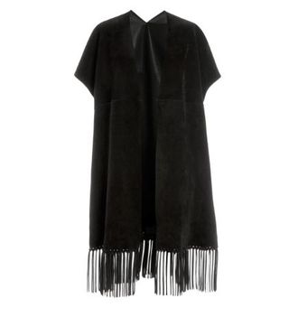 Valentino Garavani Valentino Black Suede Short Sleeve Caban Fringe detail Coat Sold Out Size S