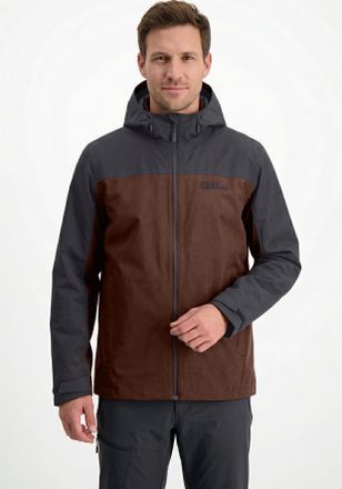 Jack Wolfskin 3-in-1-Funktionsjacke JACK WOLFSKIN TAUBENBERG 3IN1 JKT M, Herren, Gr. XXL, braun (hot choc), Obermaterial: 100% Polyester, normal, hoch geschlossener