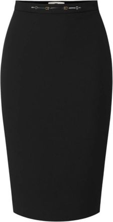 Elisabetta Franchi Jupe en cr&ecirc;pe stretch avec fermoir bijou logo - Femme - Jupes - Noir - Taille: 40 FR
