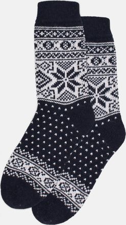 Danef&aelig; Danestay Warm Damen Stricksocken Blau Wei&szlig; Wollso