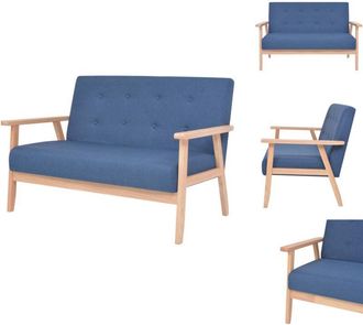 vidaXL 2-Sitzer-Sofa Stoff Blau - 2-Sitzer Sofa - Couch Blau - Wohnzimmersofa - Skandinavisches Design - Samtcouch