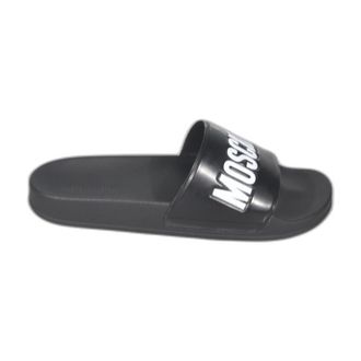 Moschino Homme, Chaussures, Noir, Taille: 43 EU Slides avec logo en relief