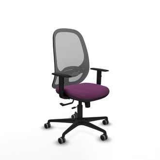 Piqueras y Crespo Lilafarbener Schreibtischstuhl mit 1D-Armen, h&ouml;henverstellbare Lendenwirbelst&uuml;tze, ausgestattet mit Syncro/Traslack und Schneidschaum, mit Rollen von 