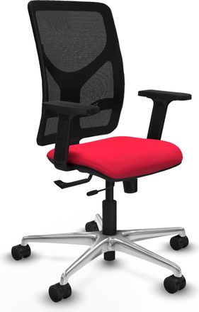 Piqueras y Crespo Schreibtischstuhl Home Office mit 2D-Armen, h&ouml;henverstellbare Lendenwirbelst&uuml;tze, ausgestattet mit Syncro/Traslack und Schneideschaum, Schwarz/Rot