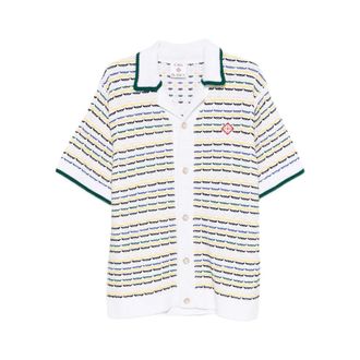 Casablanca Homme, Tops, Blanc, Taille: M Tuck Stitch Shirt