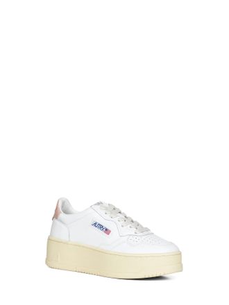 Autry Womens White Leather Medalist Platform Sneakers Trainers