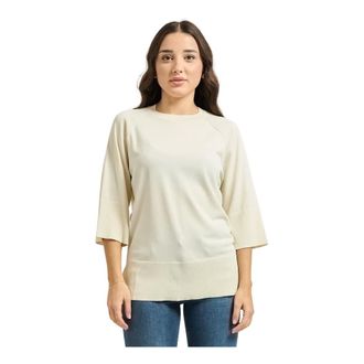 iBlues Femme, Blouses et Chemises, Beige, Taille: 42 FR Pull &agrave; Manches 3/4 avec Fente Lat&eacute;rale