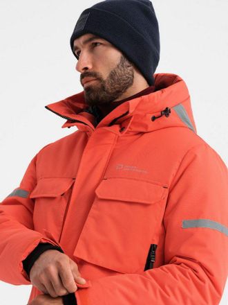 Ombre Winterjacke Isolierte lange Jacke f&uuml;r M&auml;nner mit reflektierenden Elementen