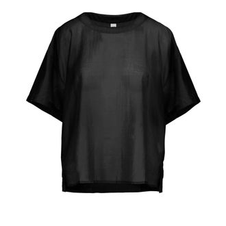 Bomboogie Femme, Blouses et Chemises, Noir, Taille: 40 FR Blouse ample en voile de Lyocell