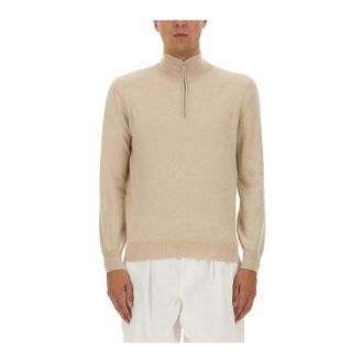Brunello Cucinelli Pullover mit Stehkragen und Rei&szlig;verschluss - - Knitwear - Herren - Beige - S