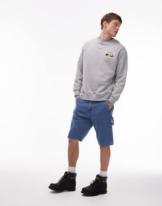 CAT CAT - WWR - Short style charpentier en jean - Bleu clair délavé