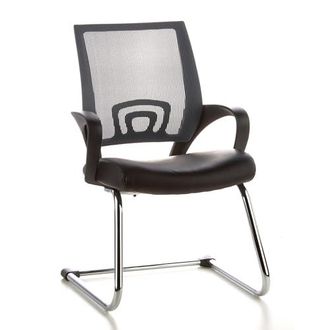 hjh OFFICE 650410 Freischwinger Visto NET V Kunstleder Schwarz/Grau Besucherstuhl Schwingstuhl mit Netzr&uuml;cken