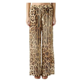 Ermanno Scervino Femme, Pantalons, Multicolore, Taille: 38 FR Pantalone largo stampa leopardo