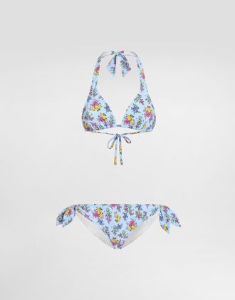 Dolce & Gabbana Small Floral-print Sliding Triangle Bikini - Frau Bademode Multicolor 3