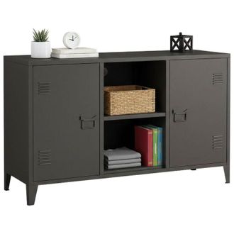 Dmora Kommode Ribes, Wohnzimmerbuffet, Wohnzimmer-Sideboard, Moderne K&uuml;chen-Speisekammer, 120x40 h73 cm, Schiefer - Dmora