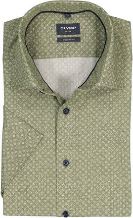 Olymp Herren Kurzarmhemd gr&uuml;n Baumwolle