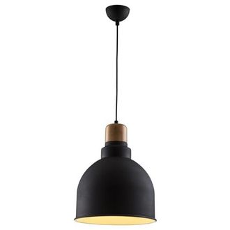 Opviq Modern Chandelier with Metal Body, Black & Oak, 85 cm Height, 30 cm Diameter, E27 Socket Max 40W | Stylish Industrial & Scandinavian Design for Home