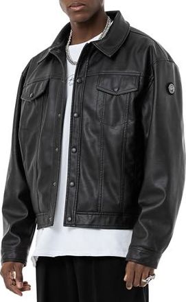 Red Bridge Redbridge Veste en cuir synthétique avec poches poitrine surdimensionnée style camionneur, Noir, XXL