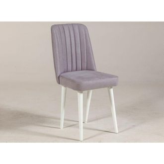 Les Tendances Chaise de salle à manger tissu gris et bois de pin blanc Mareva