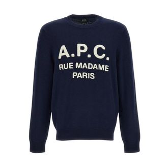 A.P.C. Pullover aus Wolle mit Rundhalsausschnitt - - Knitwear - Herren - Blau - XL