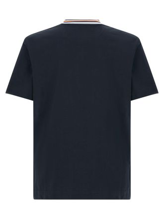 Fendi Striped Crewneck with FF Logo T-Shirt - Navy