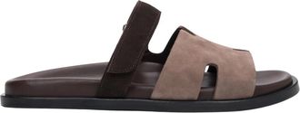Estro & Luminara Femme, Chaussures, Brun, Taille: 38 EU Sandales Slides en Velours et Cuir